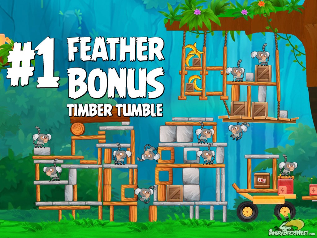 Angry Birds Rio Timber Tumble Feather Bonus Walkthrough Level 1 ...