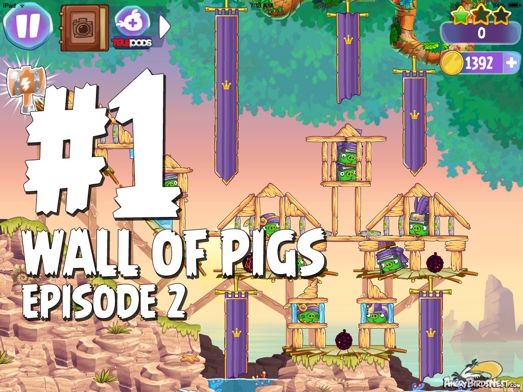 Angry Birds Stella Wall Of Pigs #1 Episode 2 Walkthrough | AngryBirdsNest
