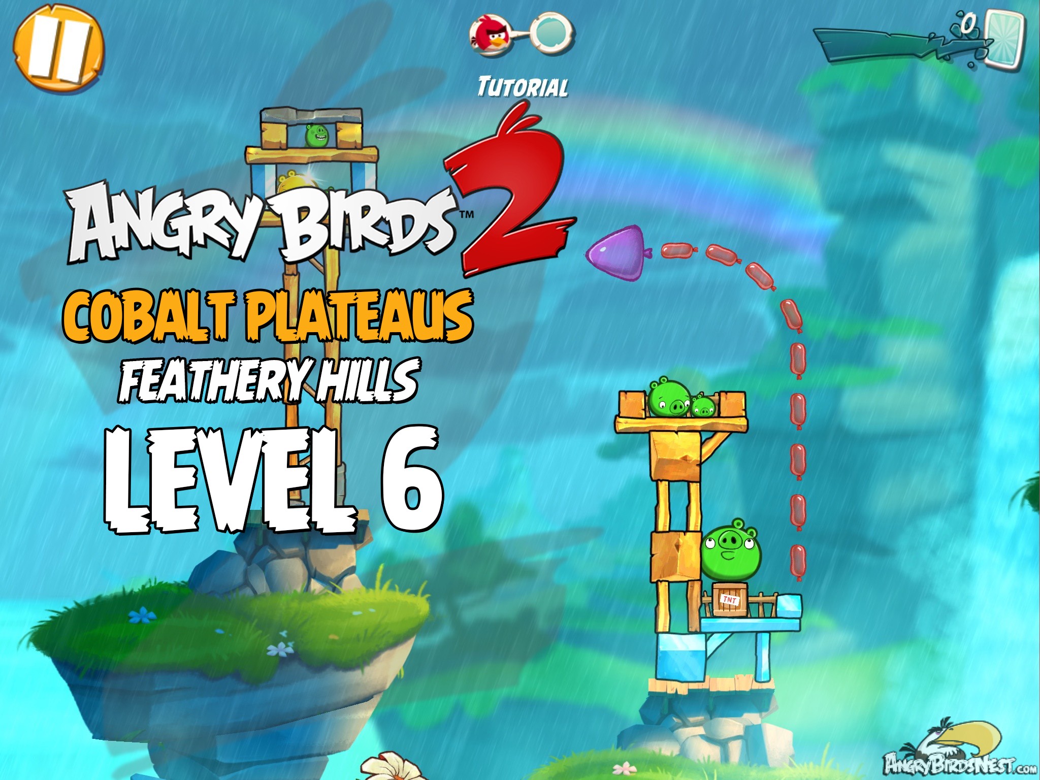 Angry Birds 2 Level 6 Cobalt Plateaus - Feathery Hills 3-Star ...