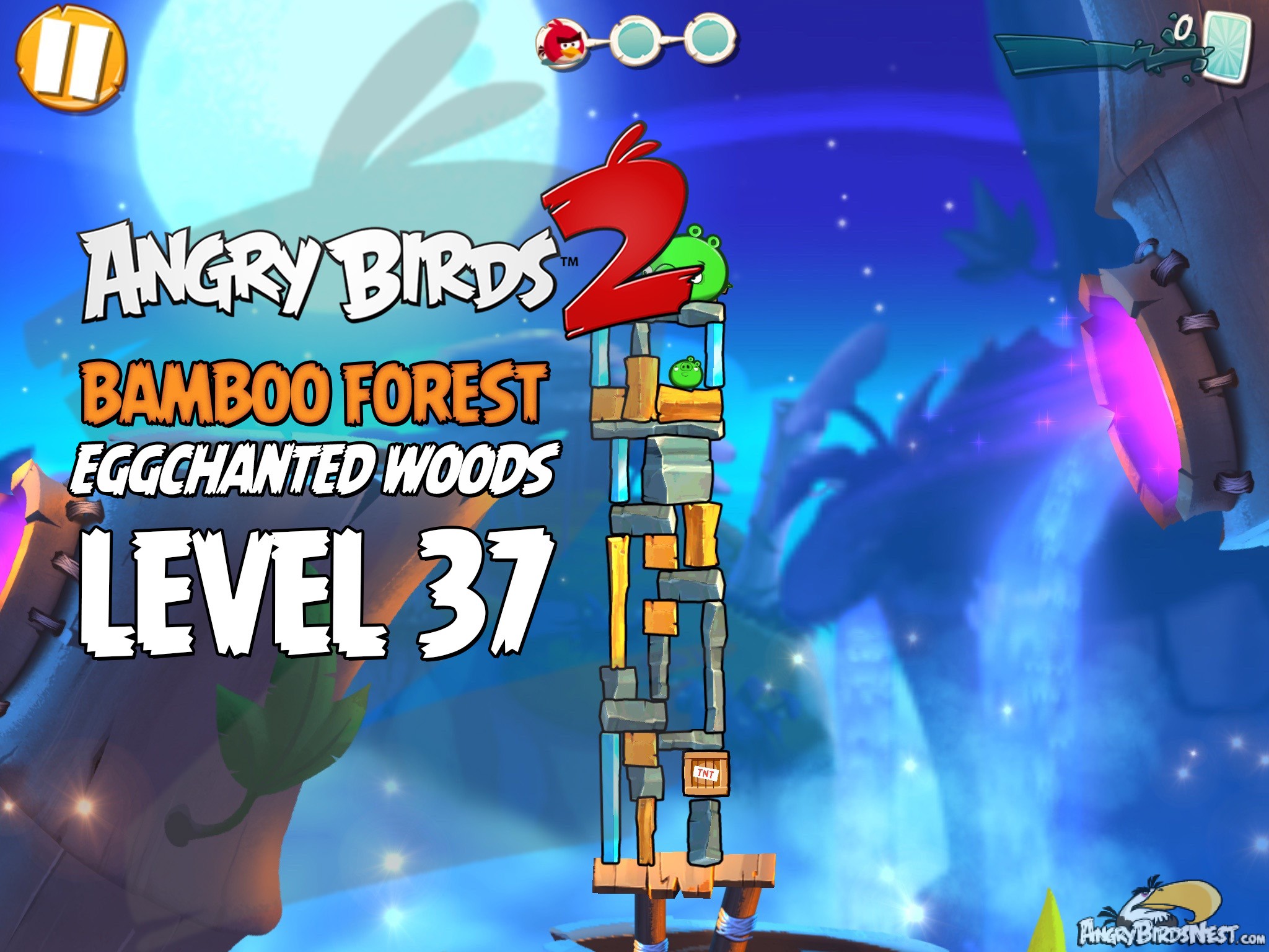 Angry Birds 2 Level 37 Bamboo Forest - Eggchanted Woods 3-Star ...
