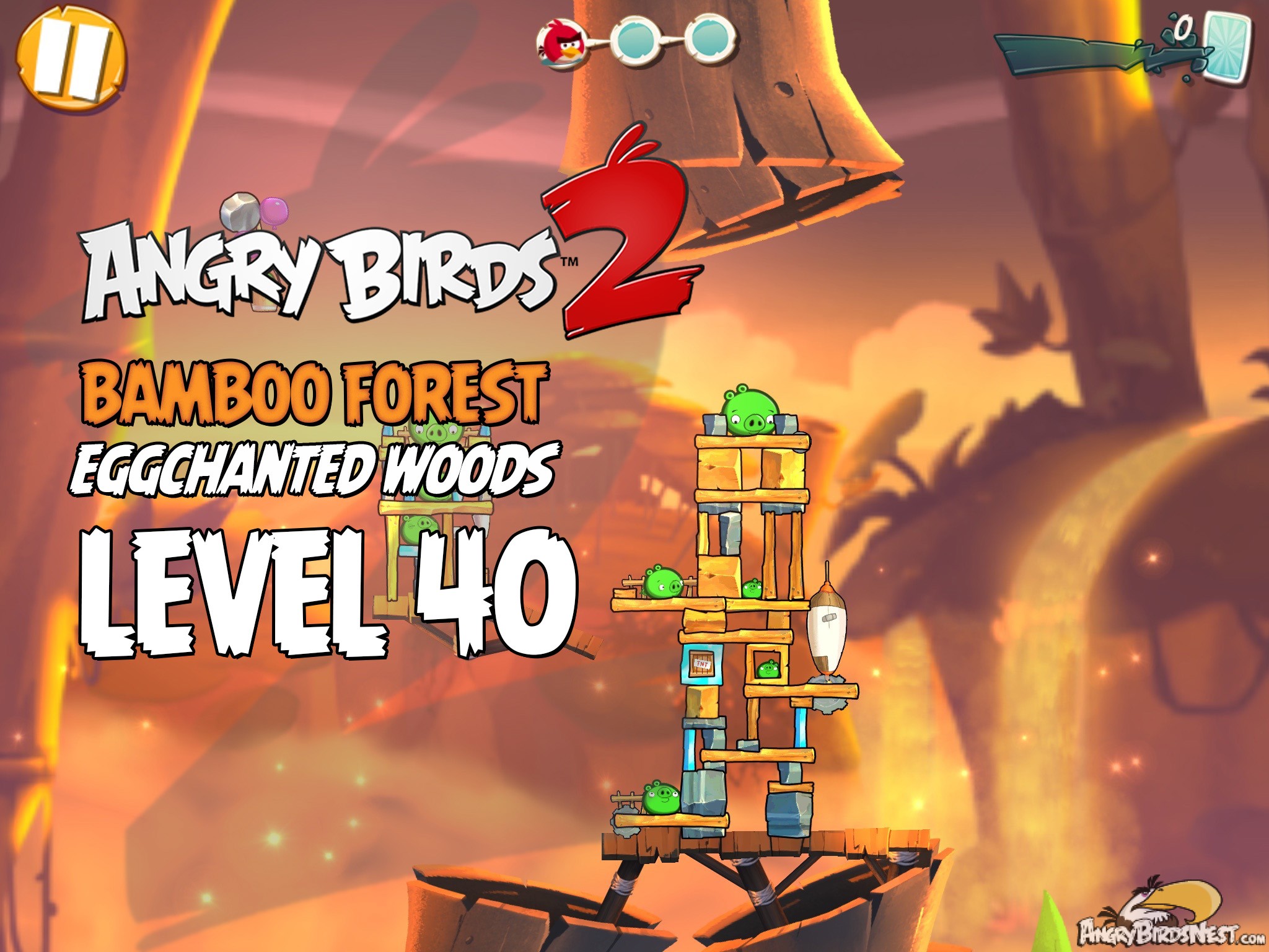 Angry Birds 2 Level 40 Bamboo Forest - Eggchanted Woods 3-Star ...