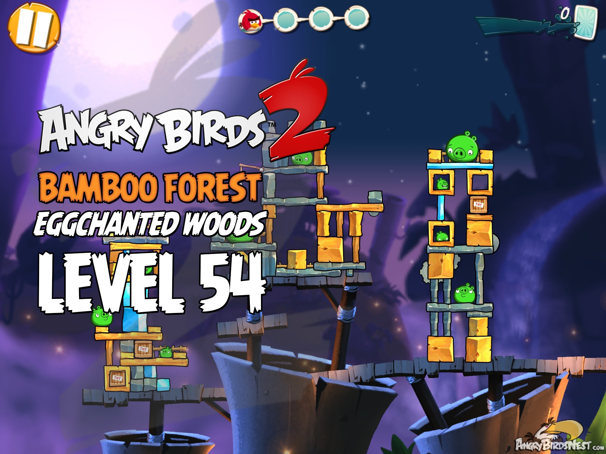 Angry Birds 2 Level 54 Bamboo Forest - Eggchanted Woods 3-Star ...