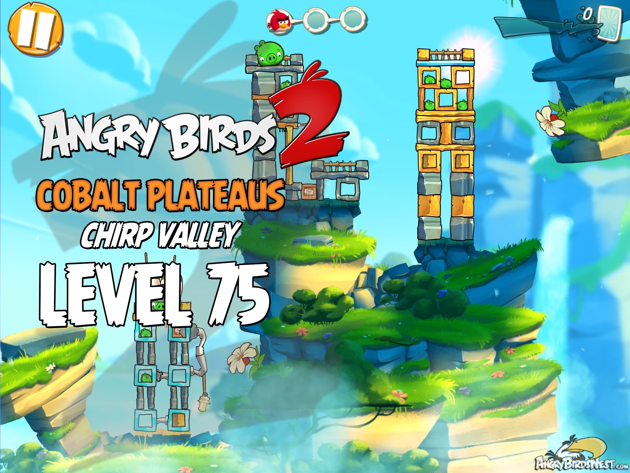 Angry Birds 2 Level 75 Cobalt Plateaus - Chirp Valley 3-Star ...