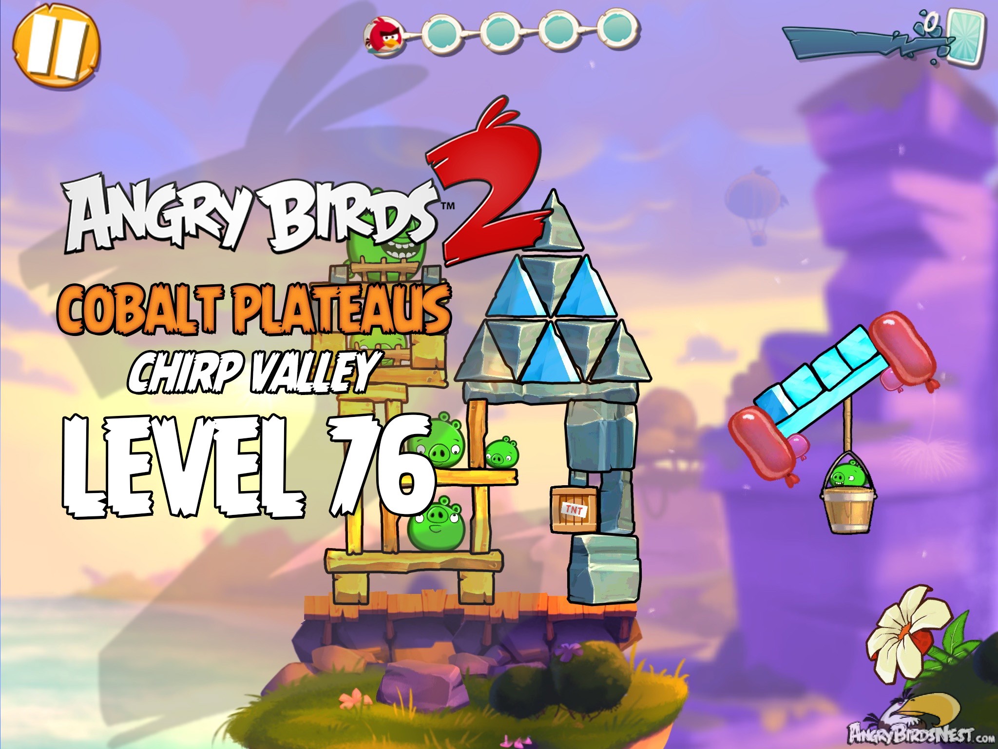 Angry Birds 2 Level 76 Cobalt Plateaus - Chirp Valley 3-Star ...