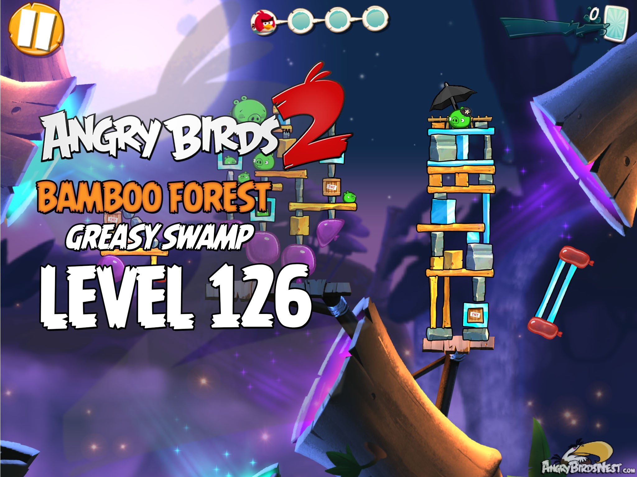 Angry Birds 2 Level 126 Bamboo Forest - Greasy Swamp 3-Star Walkthrough ...