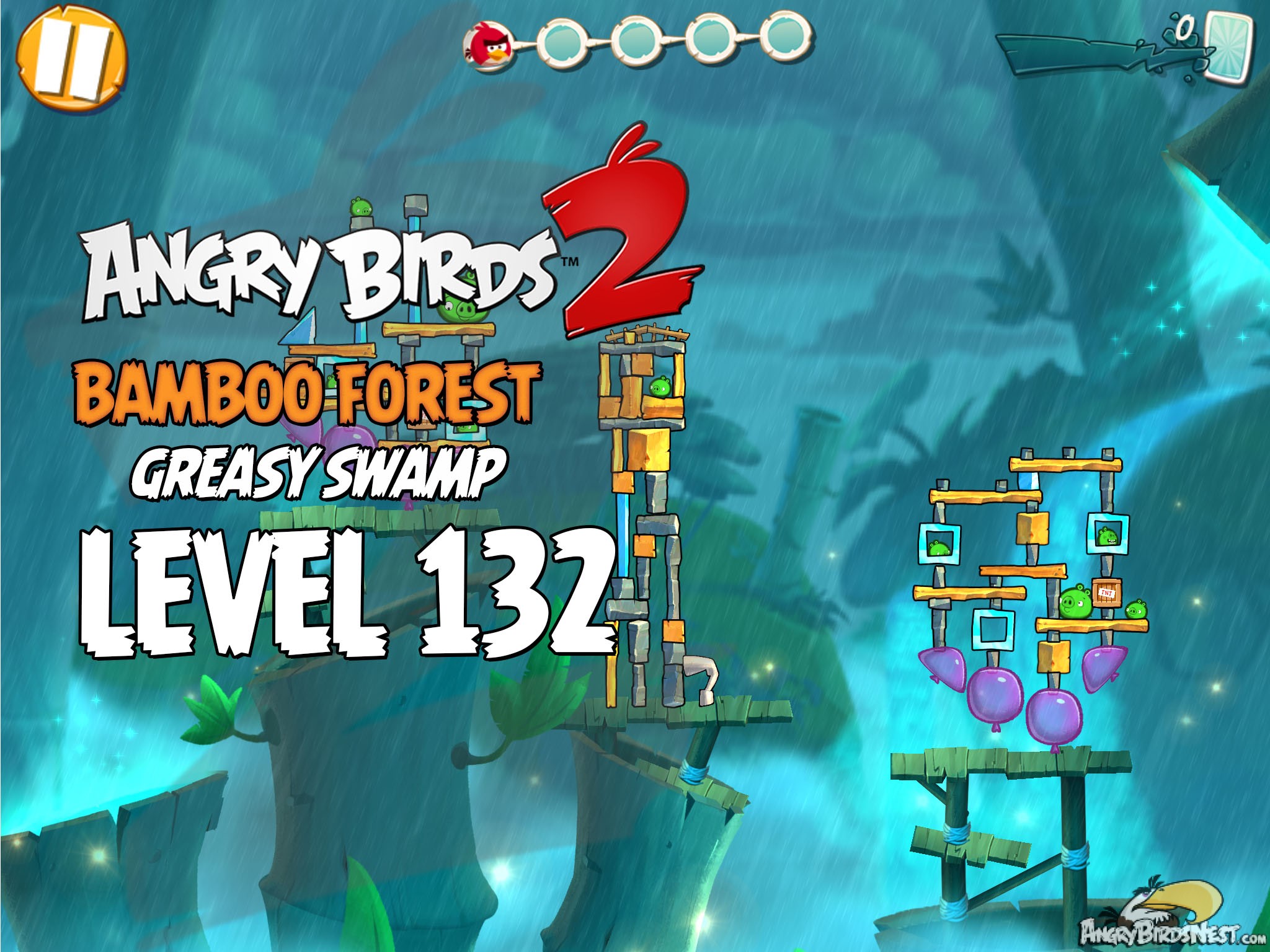 Angry Birds 2 Level 132 Bamboo Forest - Greasy Swamp 3-Star Walkthrough ...