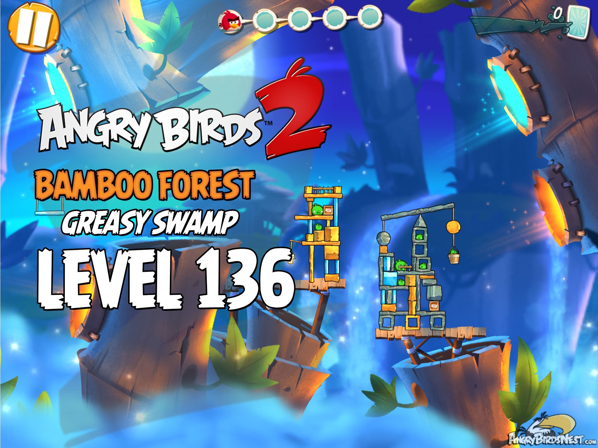 Angry Birds 2 Level 136 Bamboo Forest – Greasy Swamp 3-Star Walkthrough ...
