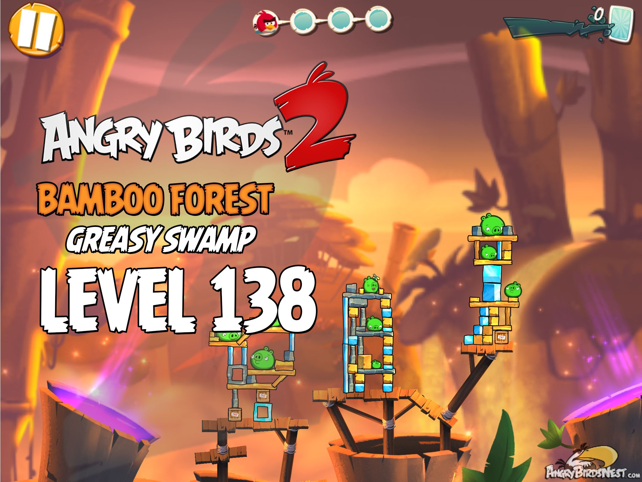 Angry Birds 2 Level 138 Bamboo Forest – Greasy Swamp 3-Star Walkthrough ...