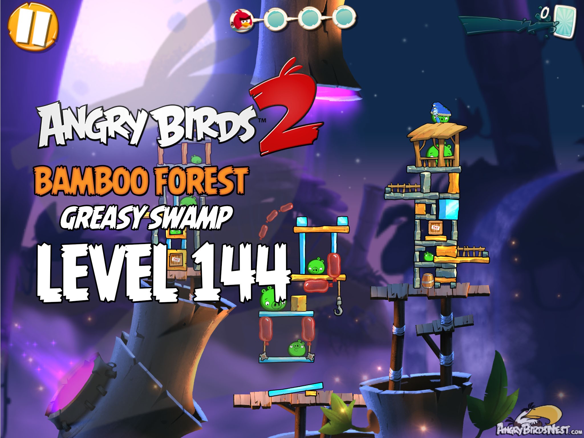 Angry Birds 2 Level 144 Bamboo Forest – Greasy Swamp 3-Star Walkthrough ...