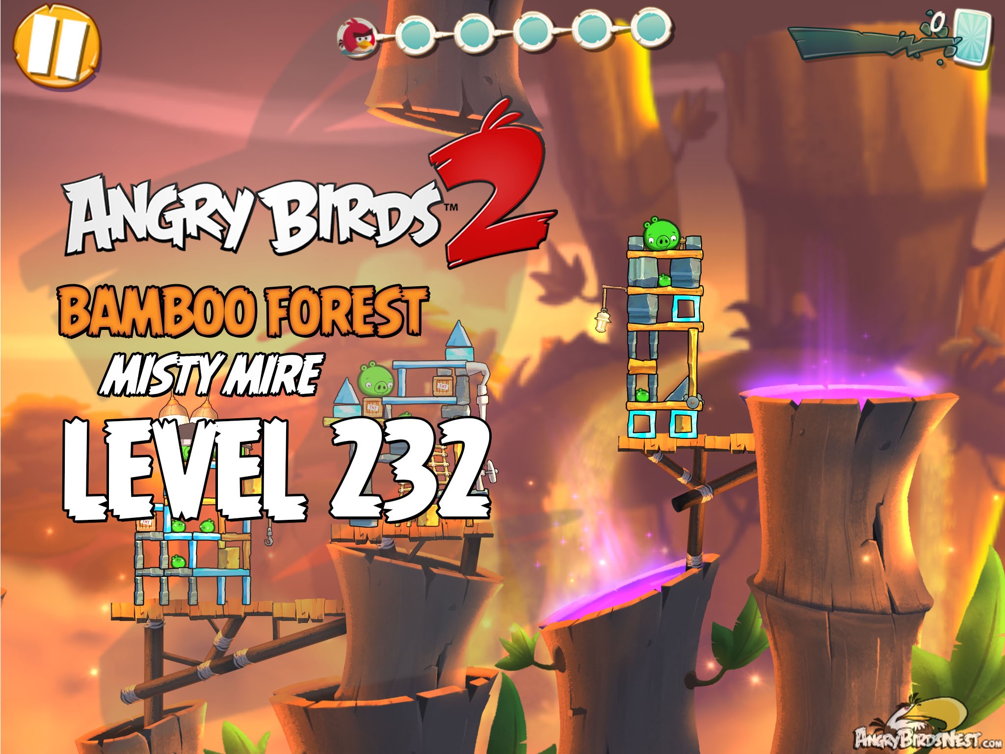 Angry Birds 2 Level 232 Bamboo Forest - Misty Mire 3-Star Walkthrough ...
