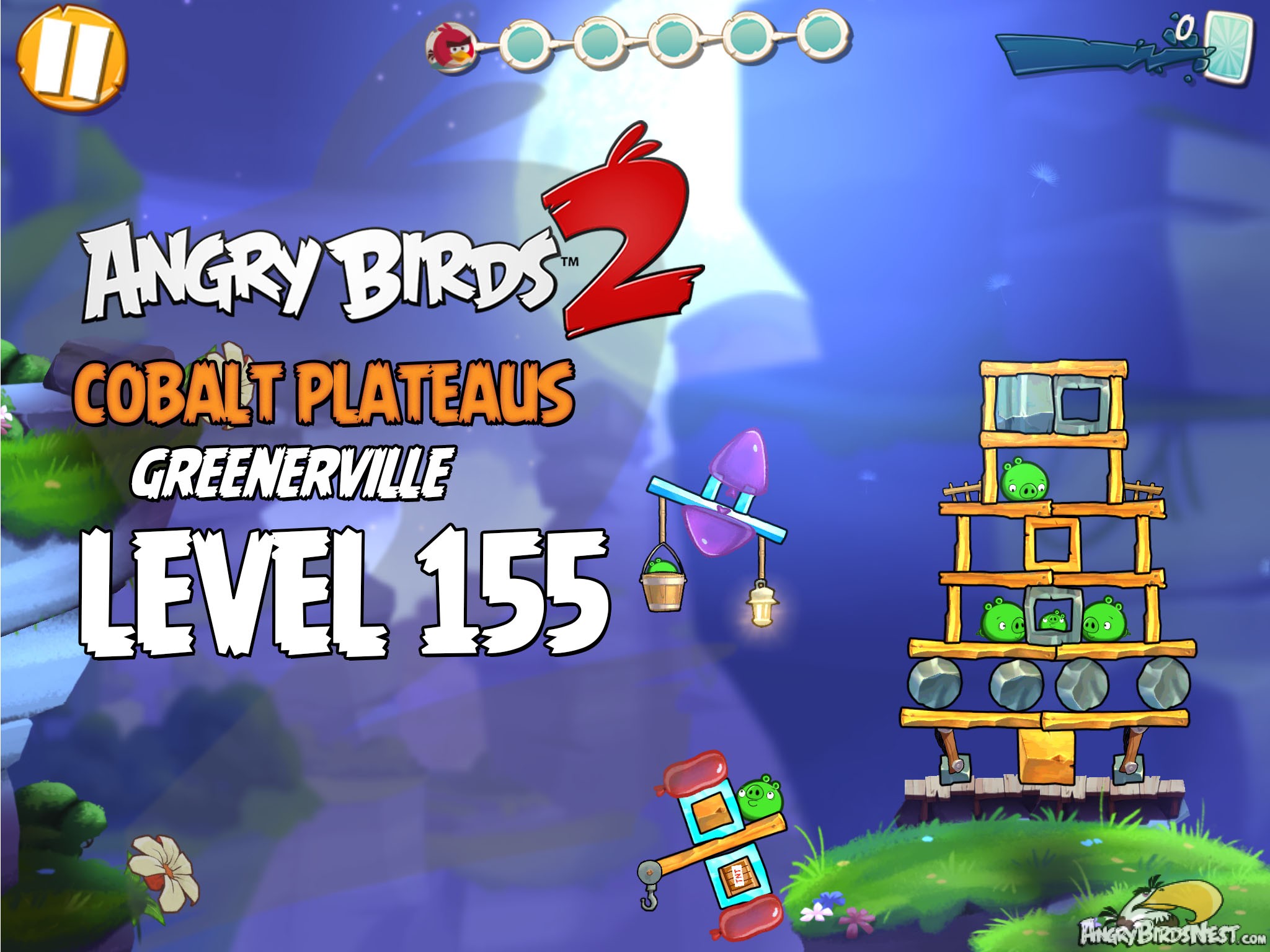 Angry Birds 2 Level 155 Cobalt Plateaus - Greenerville 3-Star ...