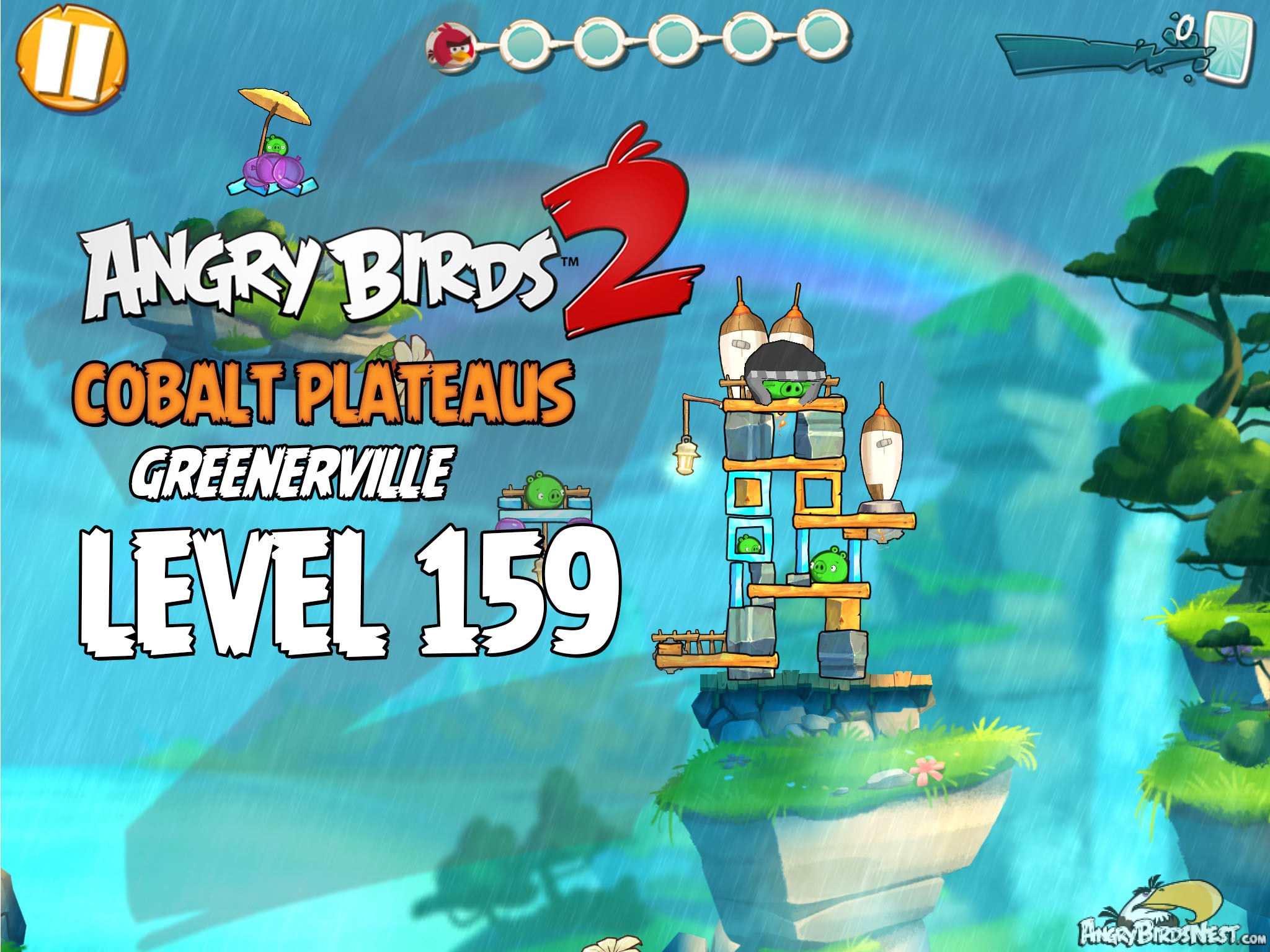 Angry Birds 2 Level 159 Cobalt Plateaus – Greenerville 3-Star ...