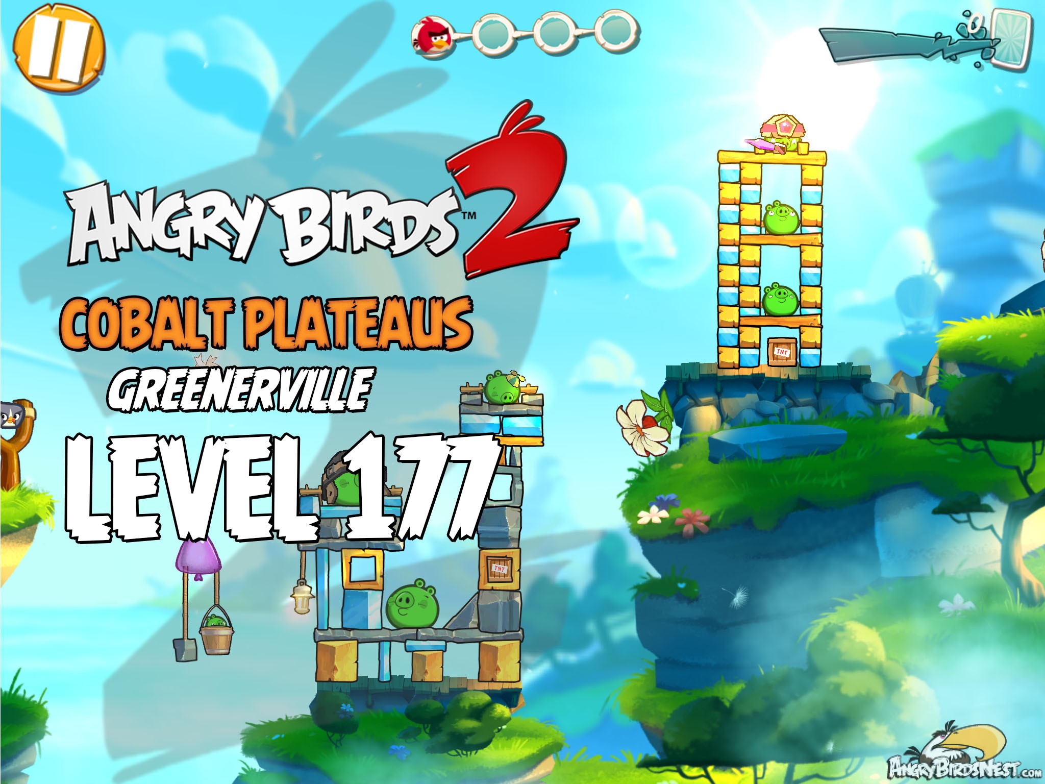 Angry Birds 2 Level 177 Cobalt Plateaus - Greenerville 3-Star ...