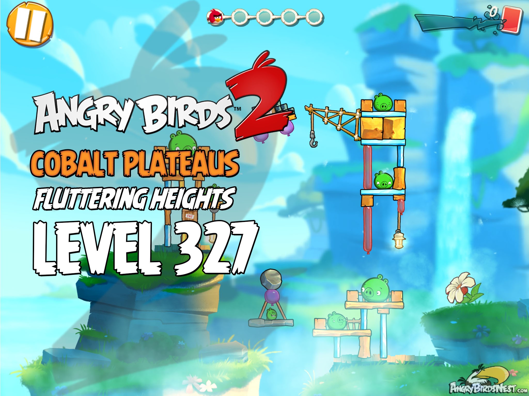 Angry Birds 2 Level 327 Cobalt Plateaus Fluttering Heights 3-Star ...