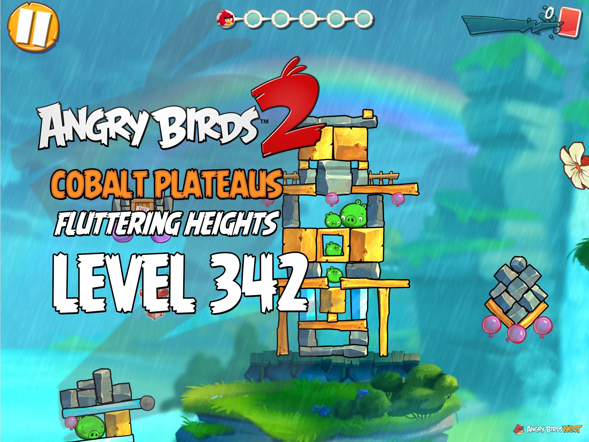 Angry Birds 2 Level 342 Cobalt Plateaus Fluttering Heights 3-Star ...